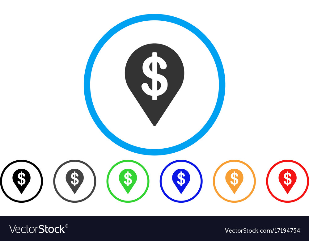 Dollar map pointer rounded icon Royalty Free Vector Image Dollar map pointer rounded icon Royalty Free Vector Image
