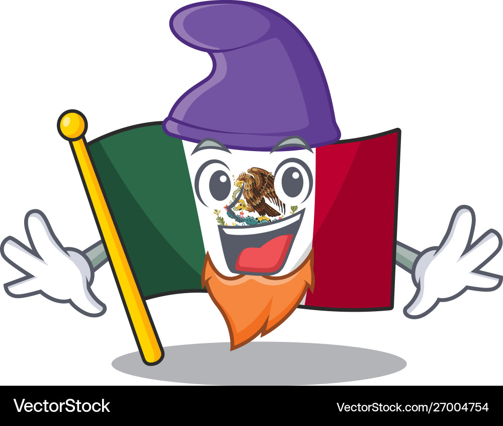 Elf flag mexico in cartoon shape Royalty Free Vector Image