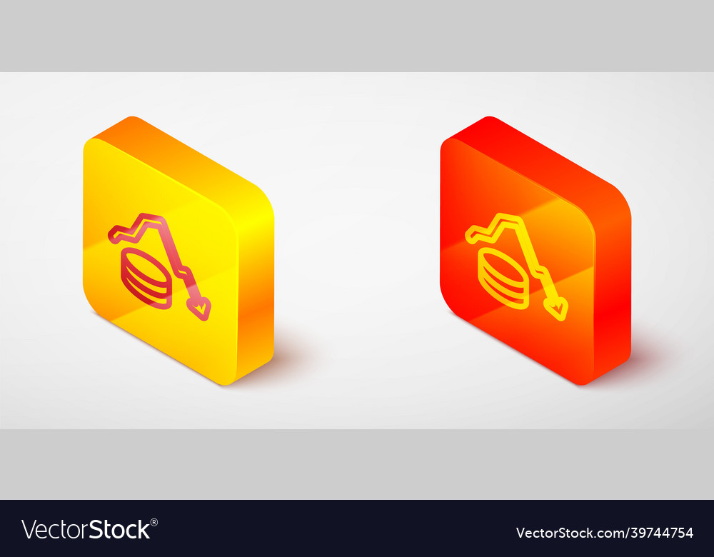 Isometric line dollar rate decrease icon isolated Vector Image