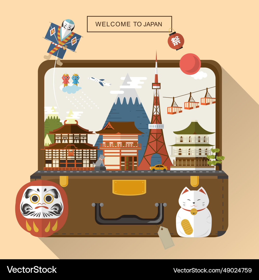 Creative japan travel poster Royalty Free Vector Image