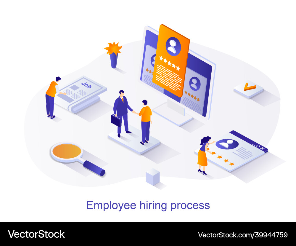 Employee hiring process isometric web concept Vector Image
