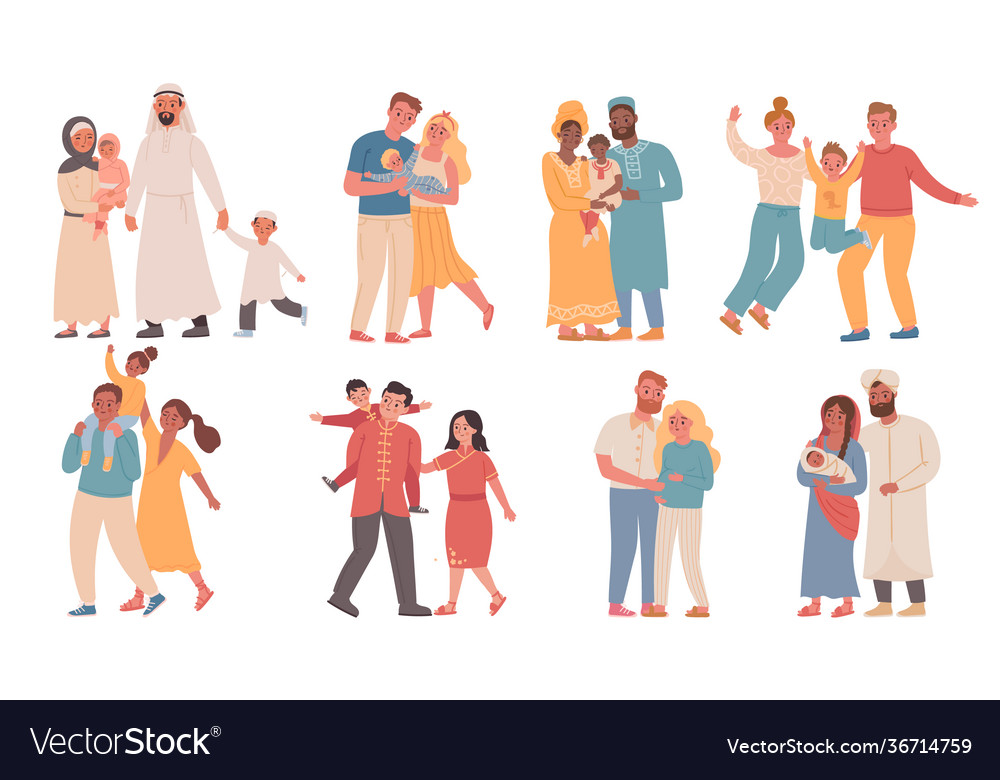Families different nationalities parents Vector Image Families different nationalities parents Vector Image