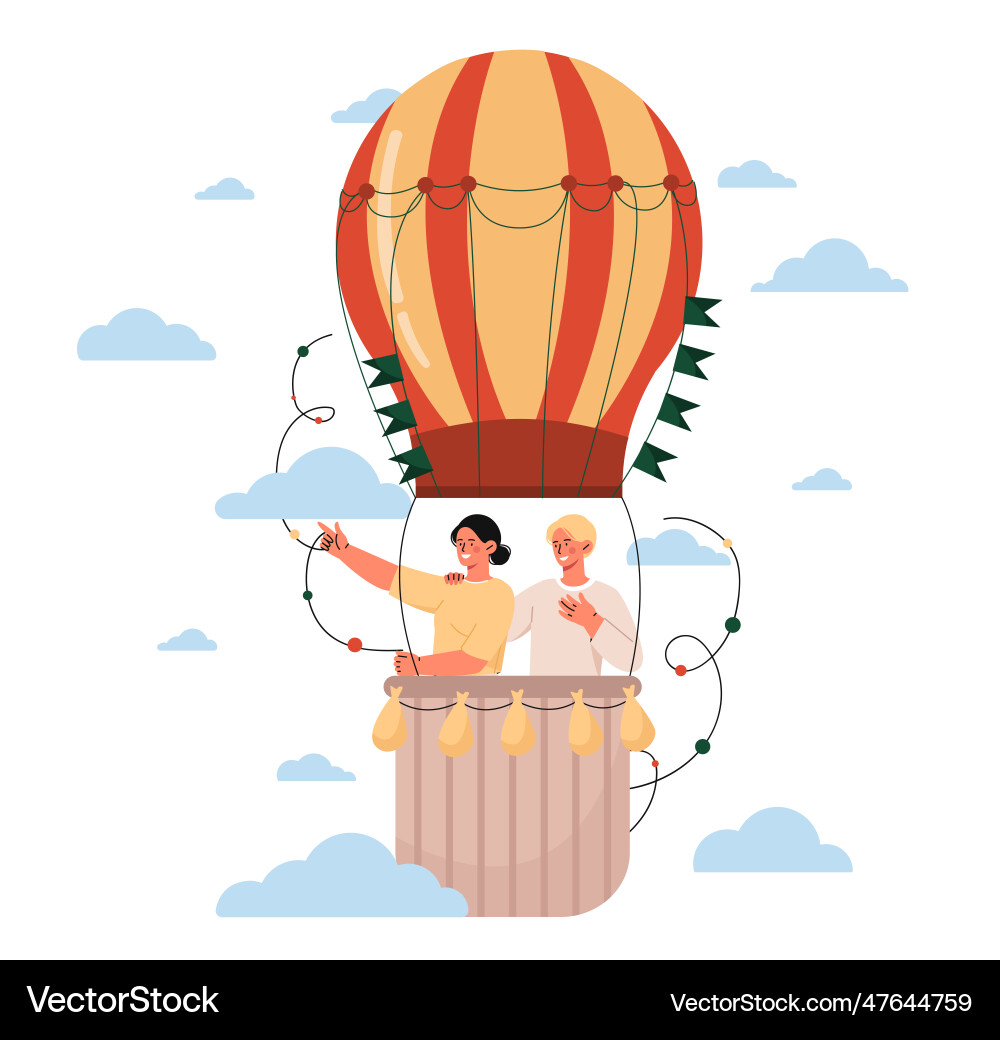 People at air balloon concept Royalty Free Vector Image