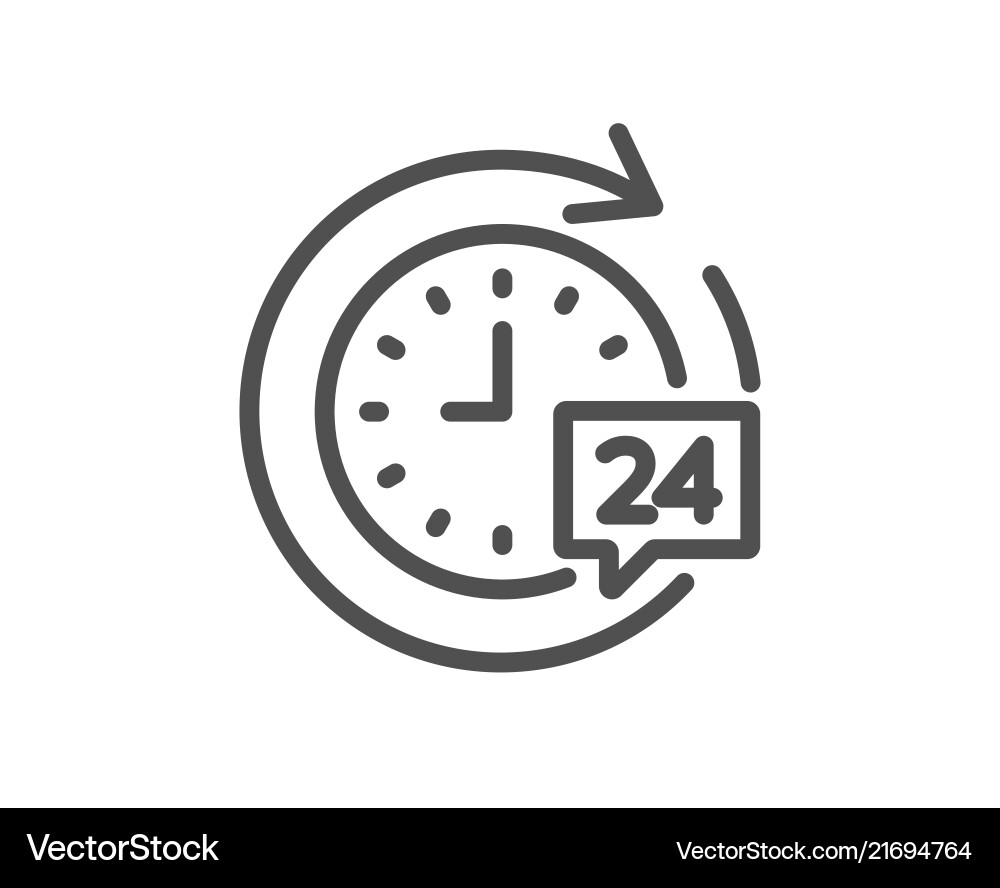 24 hours delivery line icon time sign Royalty Free Vector