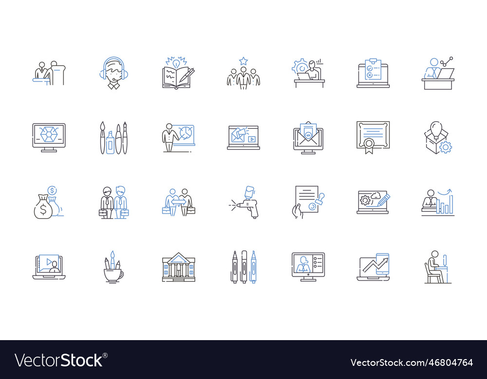 Brainstorming session line icons collection Vector Image Brainstorming session line icons collection Vector Image