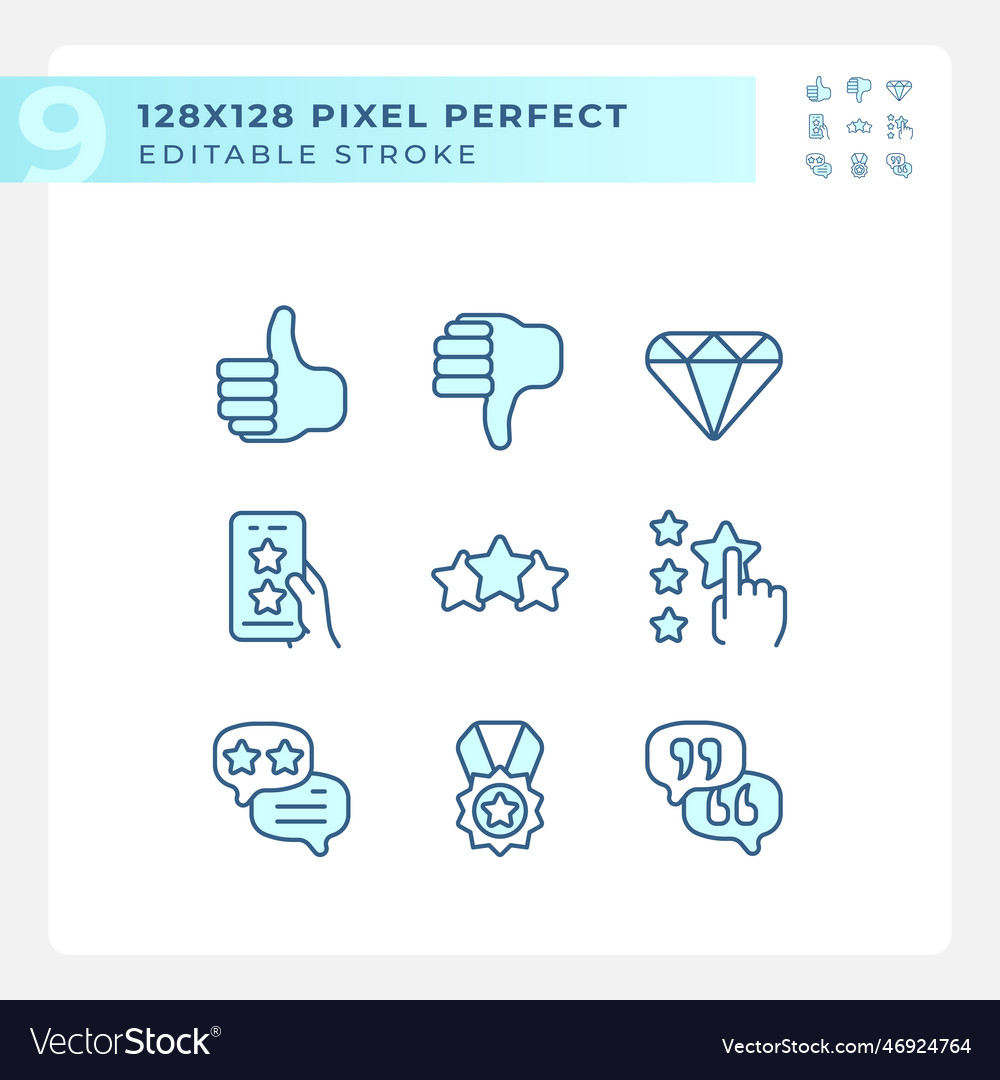 Customer rating pixel perfect rgb color icons set Vector Image