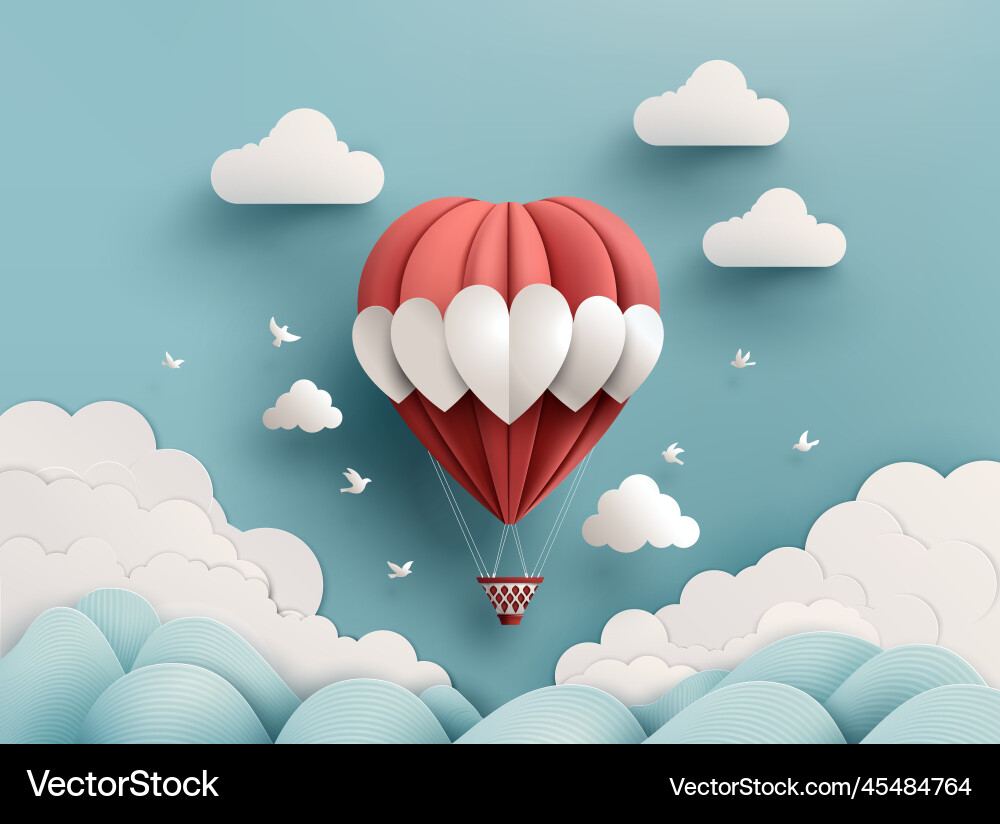 Hot air balloon in a heart shape Royalty Free Vector Image