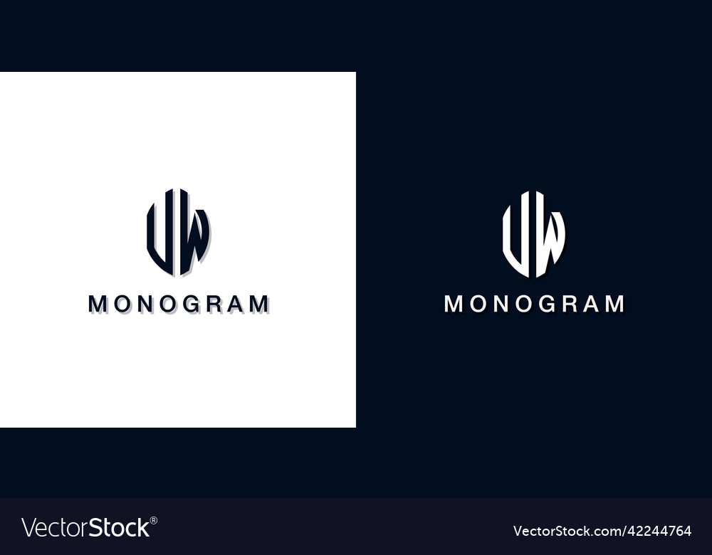 Leaf style initial letter uw monogram logo Vector Image Leaf style initial letter uw monogram logo Vector Image