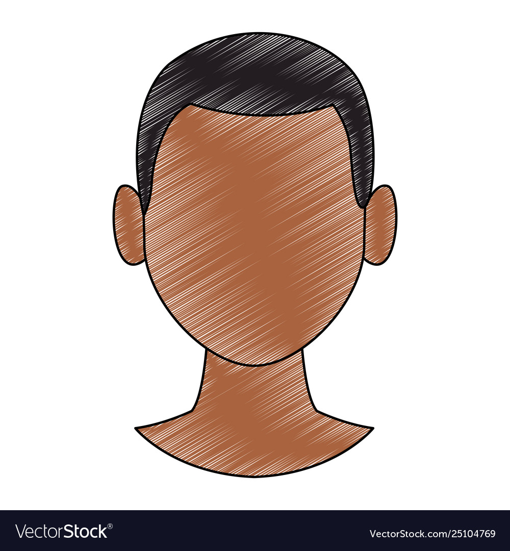 Afro Man Faceless Head Scribble Royalty Free Vector Image