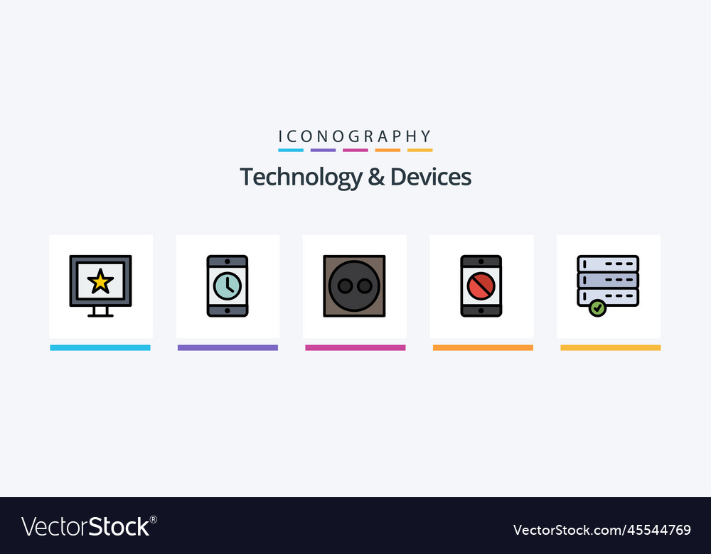 Devices line filled 5 icon pack including Vector Image