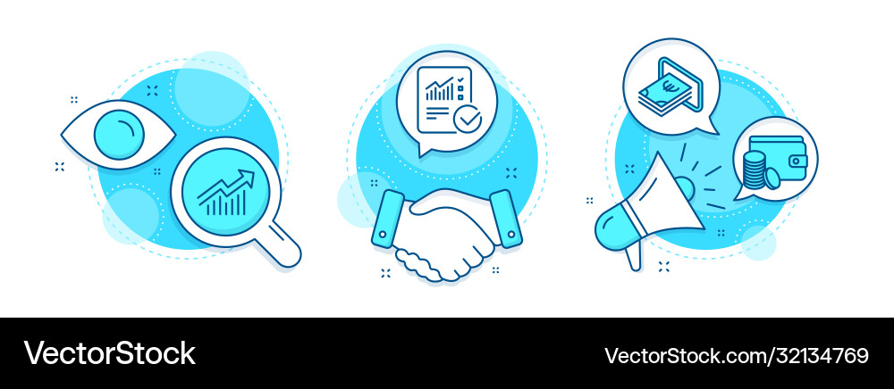 Payment method demand curve and cash icons set Vector Image