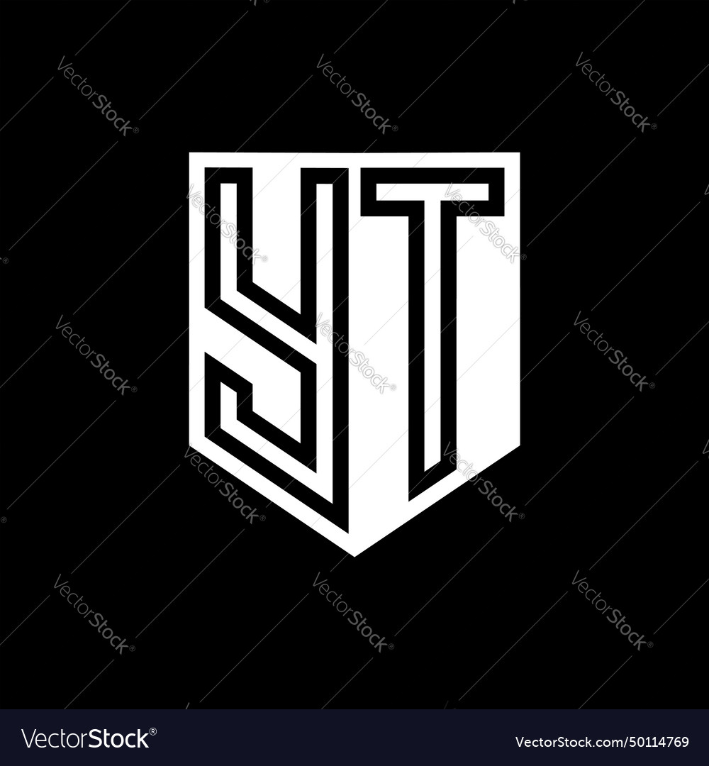Yt letter logo monogram shield geometric line Vector Image