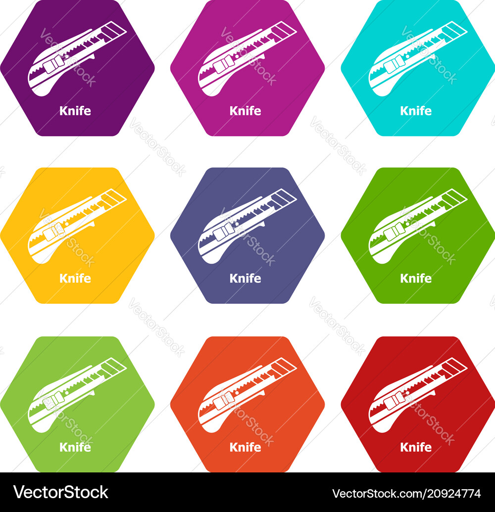 Knife icons set 9 Royalty Free Vector Image - VectorStock