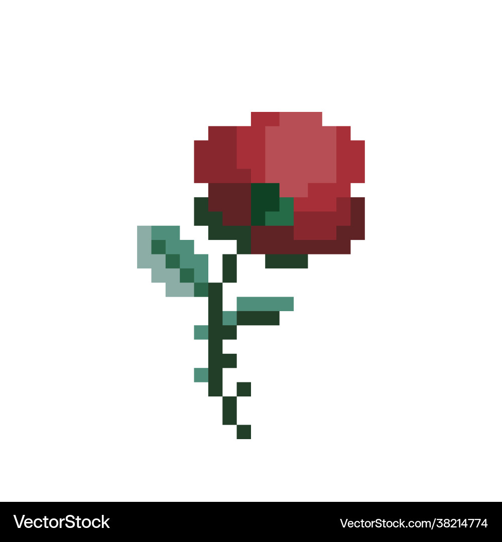 Red rose pattern pixel flower image Royalty Free Vector