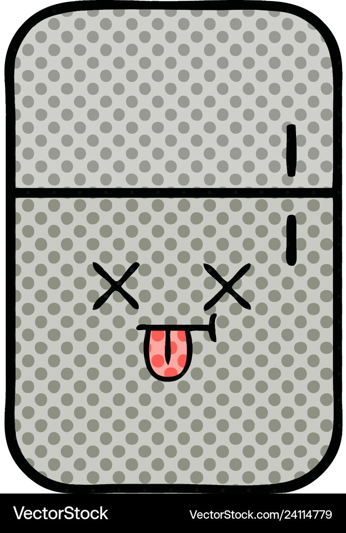 Comic book style cartoon fridge freezer Royalty Free Vector