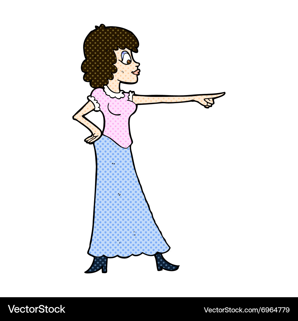Comic cartoon woman pointing finger Royalty Free Vector