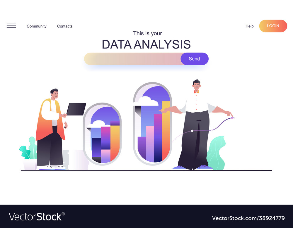 Data analysis web concept for landing page Vector Image