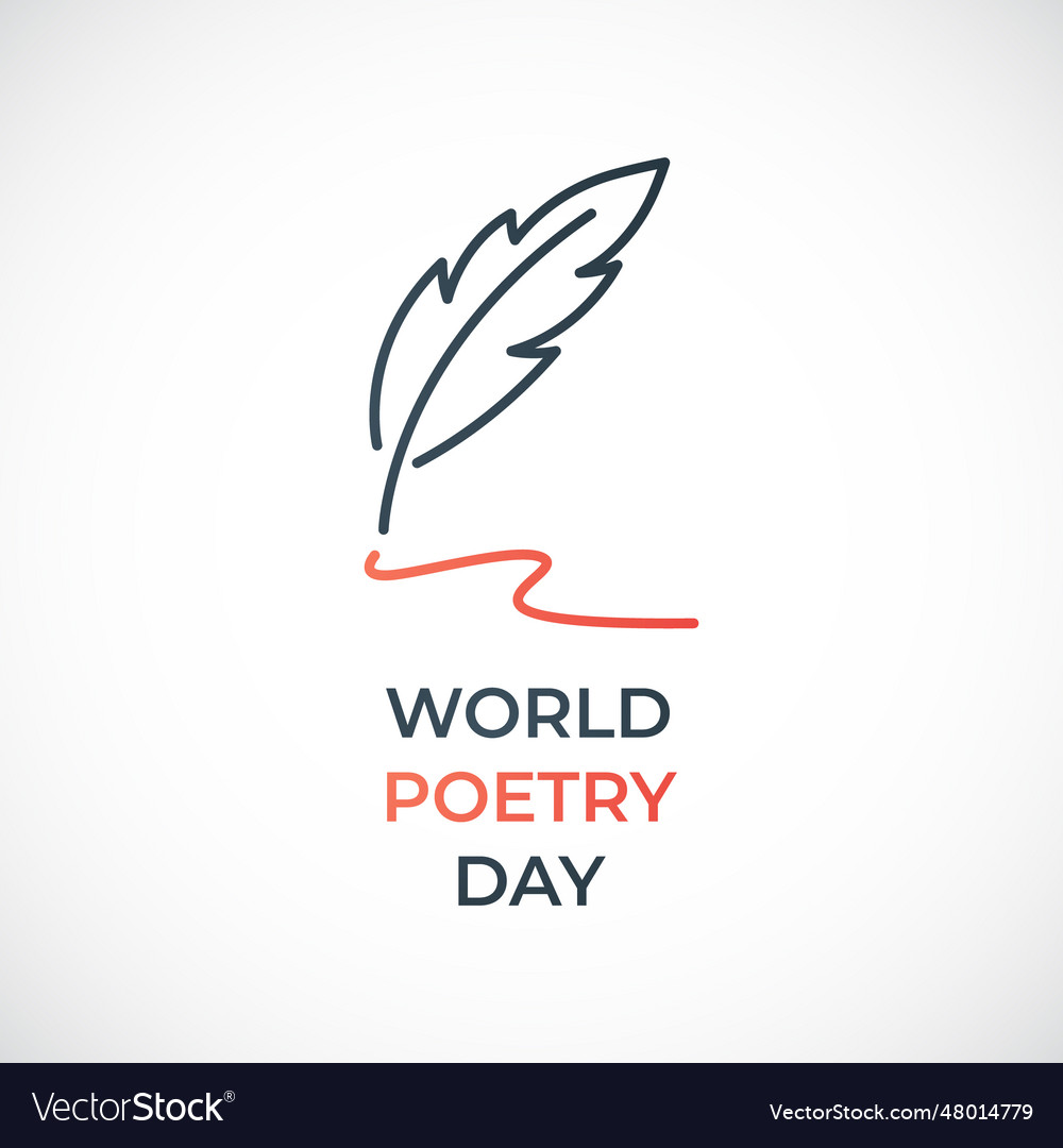 World poetry day march 21 poster with inkwell Vector Image