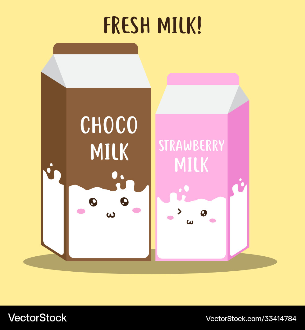 Cute happy fresh milk in box package design Vector Image