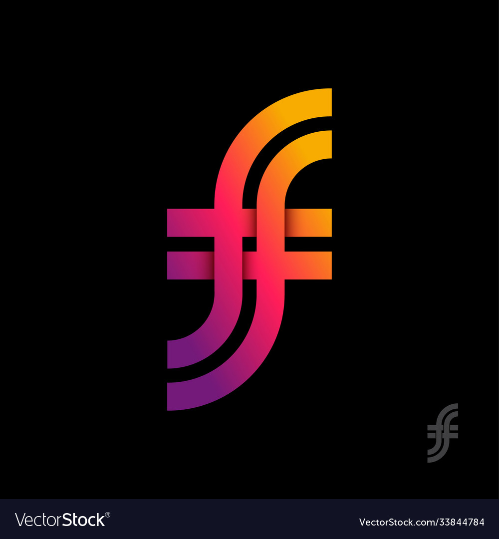 F And Monogram Intertwined Letters Double Vector Image 