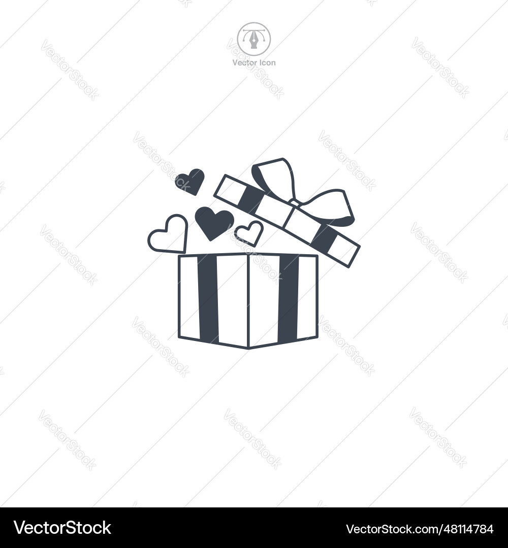 Gift box with heart icon symbol isolated on white Vector Image