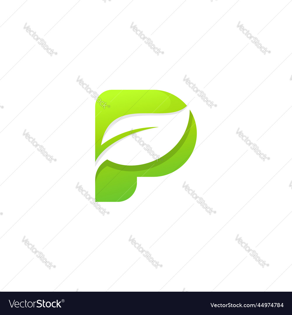 P leaf logo gradient style Royalty Free Vector Image
