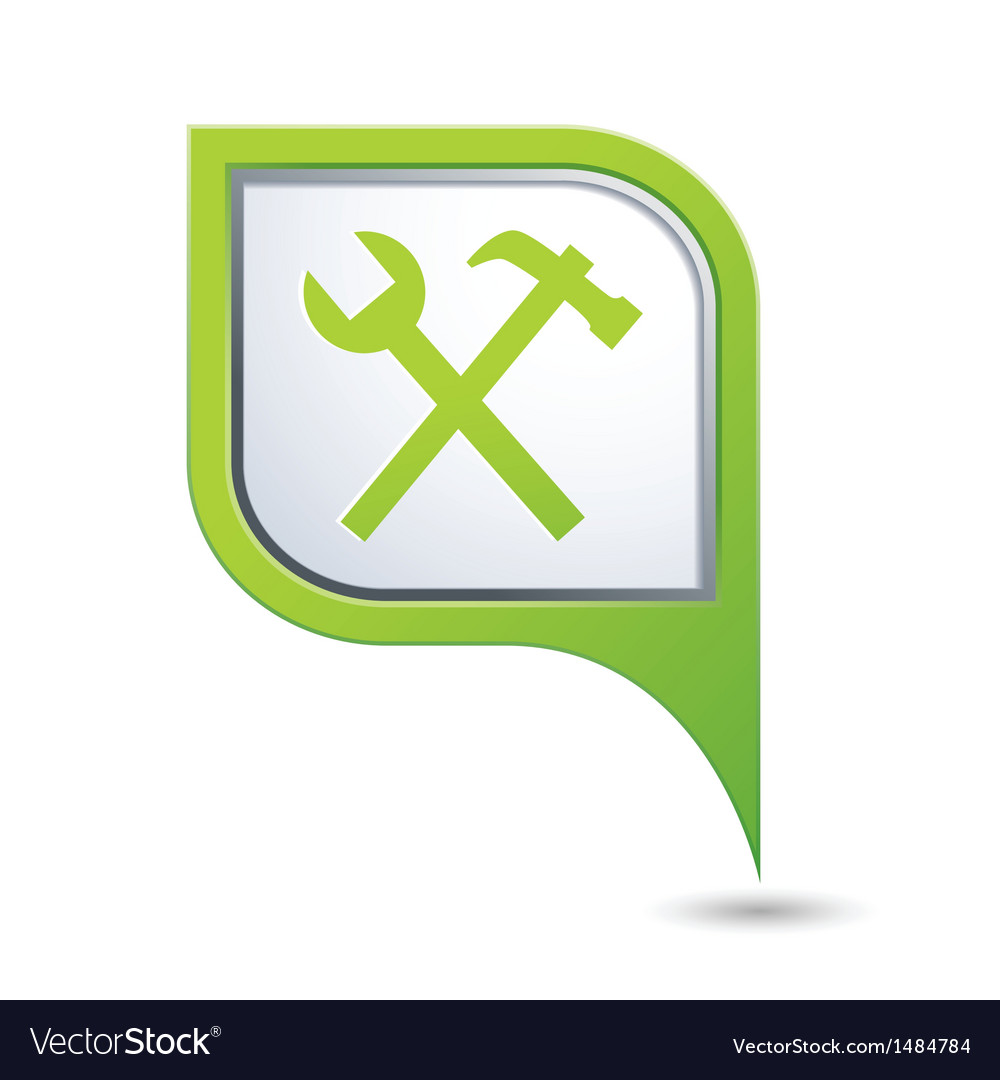 Tools icon on green map pointer Royalty Free Vector Image
