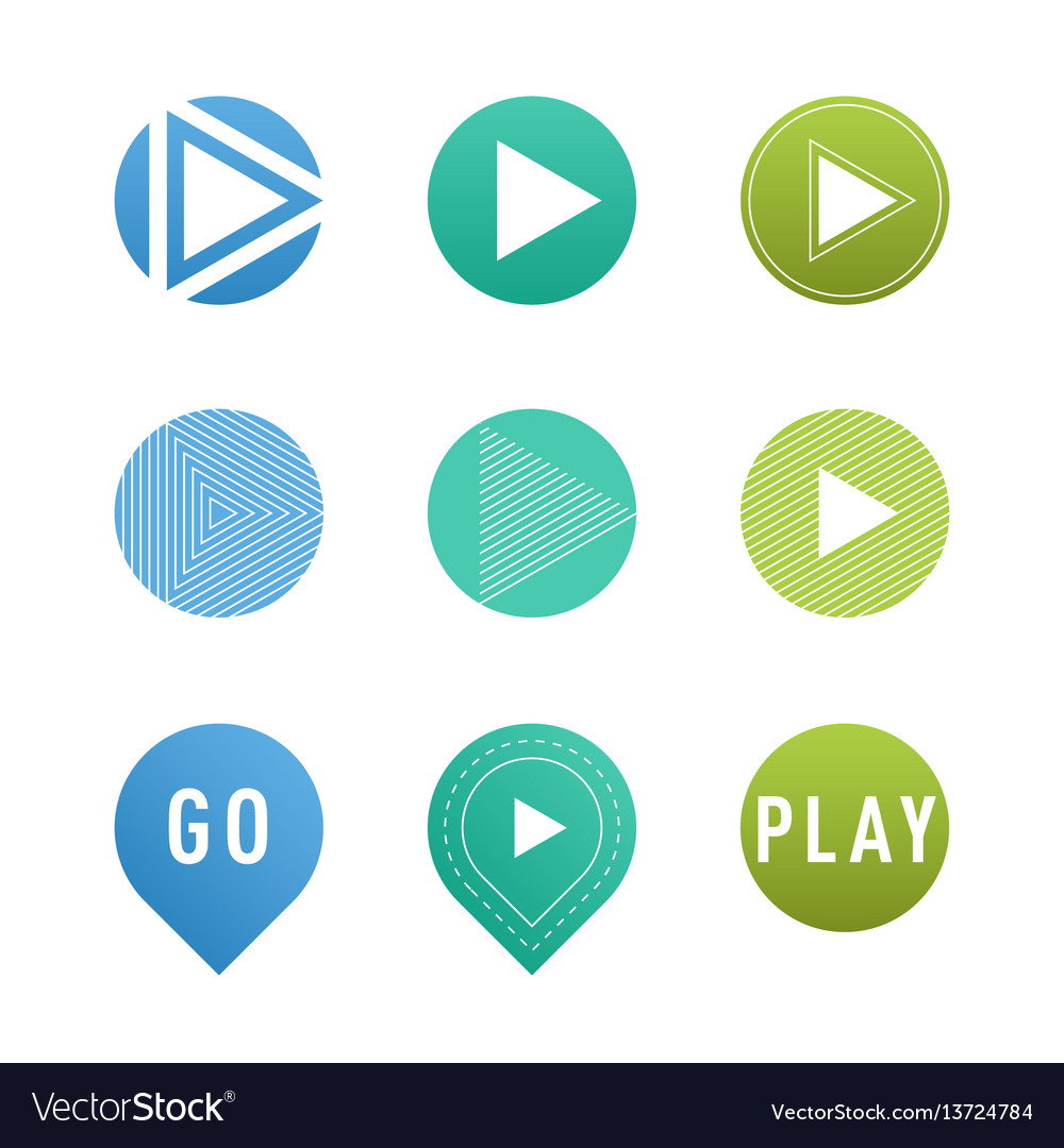 Ui Interface Button Play Media Internet Isolated Vector Image