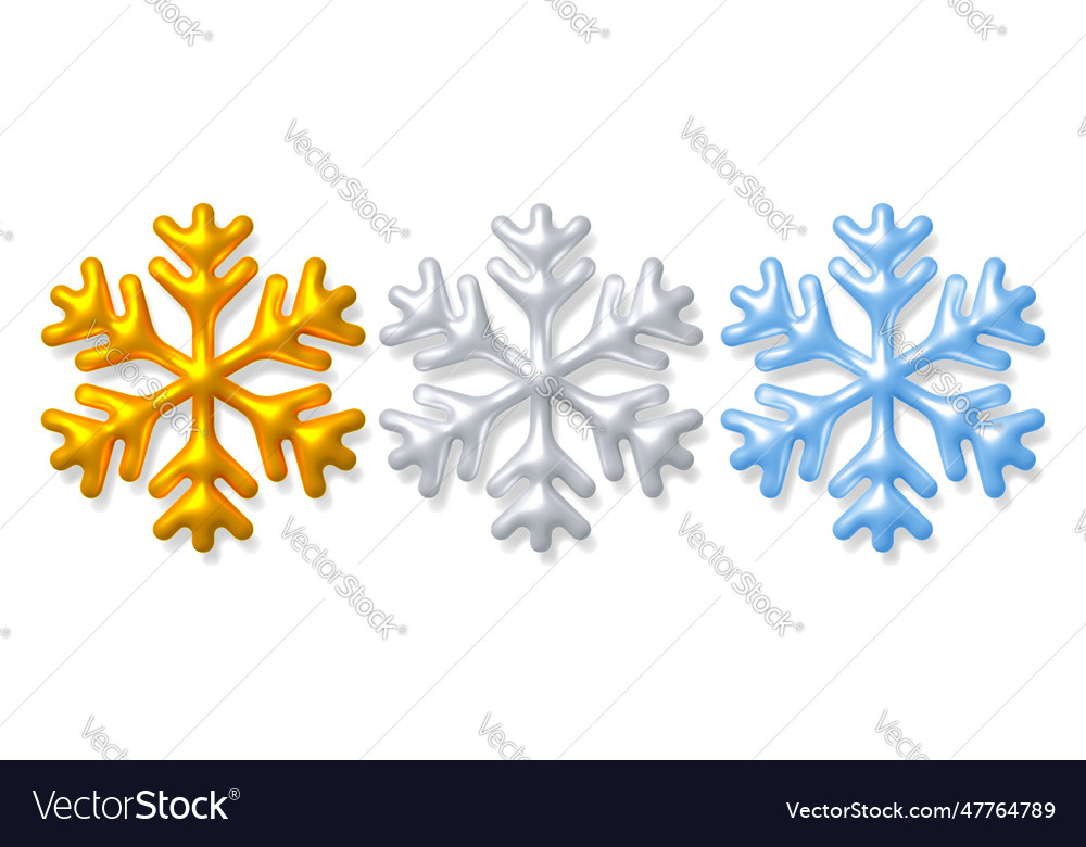 3d snowflake set Royalty Free Vector Image - VectorStock