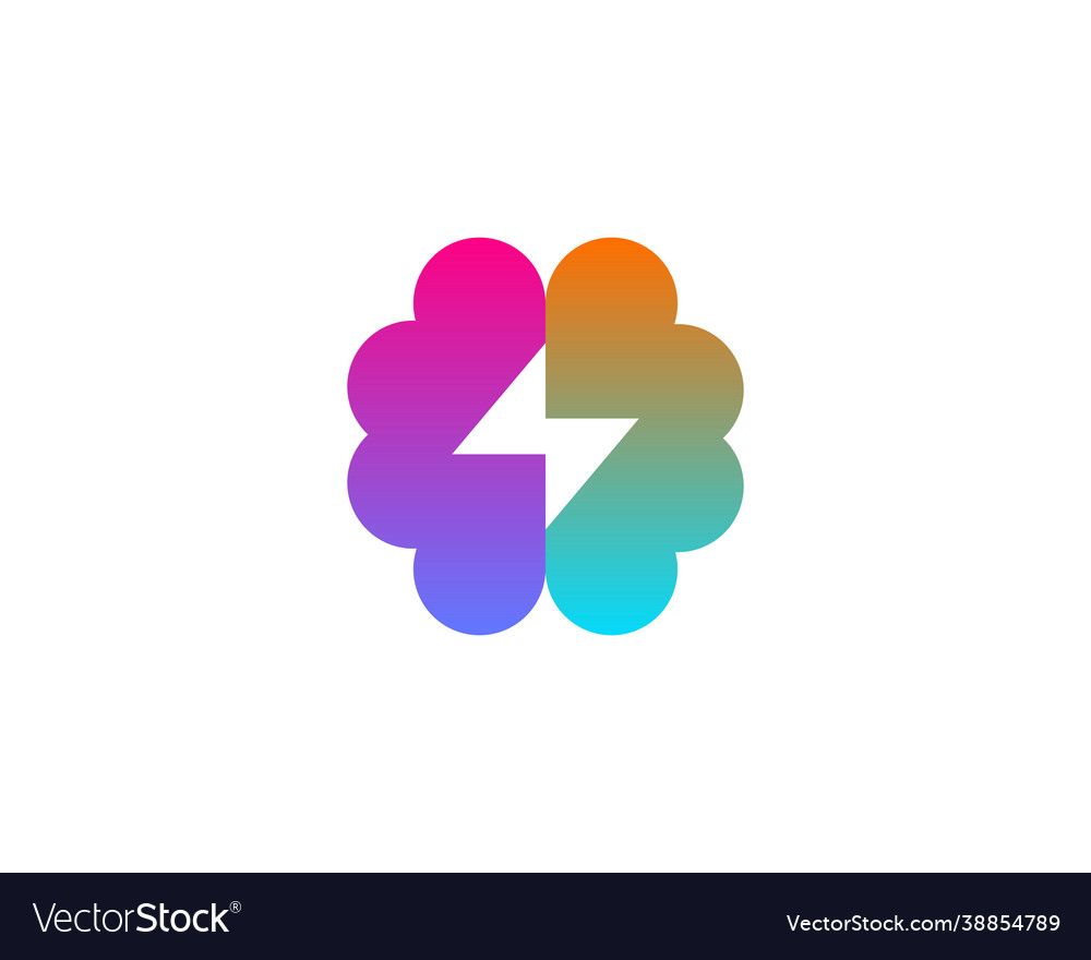 Abstract gradient brain with lightning logo design