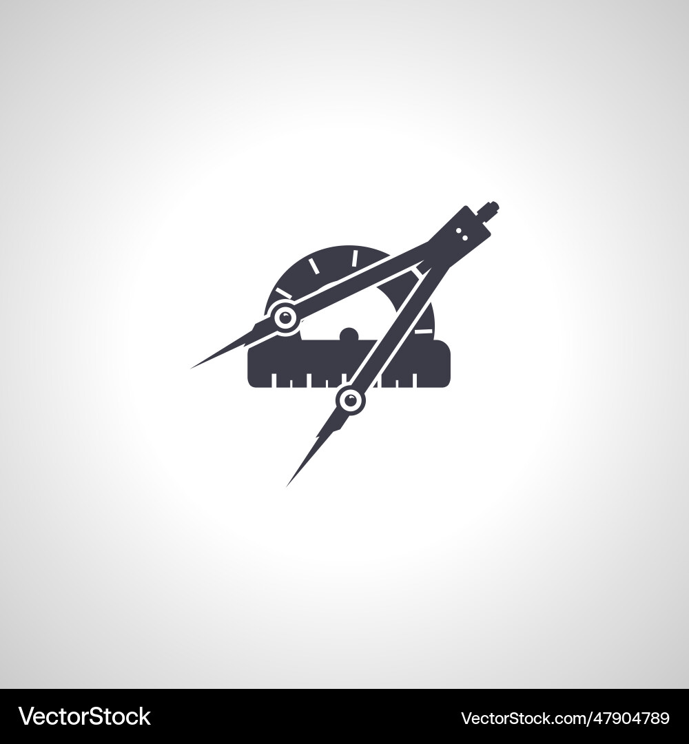Compass and protractor geometry icon education Vector Image