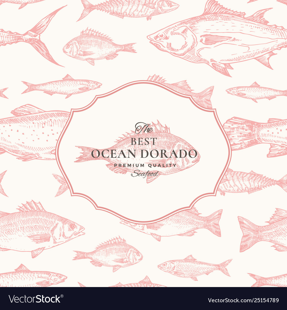 Hand drawn seamless pattern fish package Vector Image