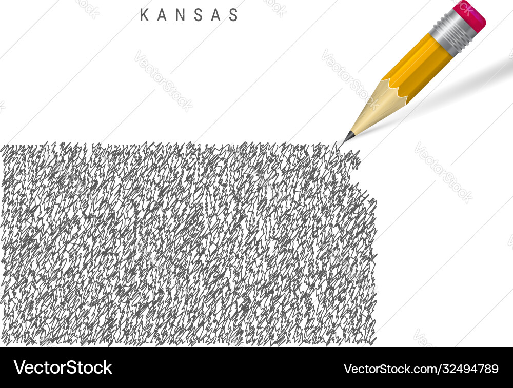Kansas sketch scribble map isolated on white Vector Image