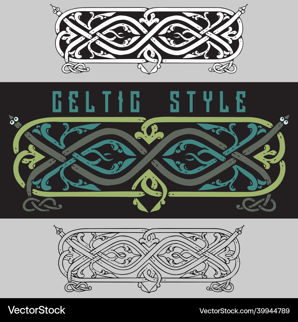 Set of frames in celtic style banner Royalty Free Vector