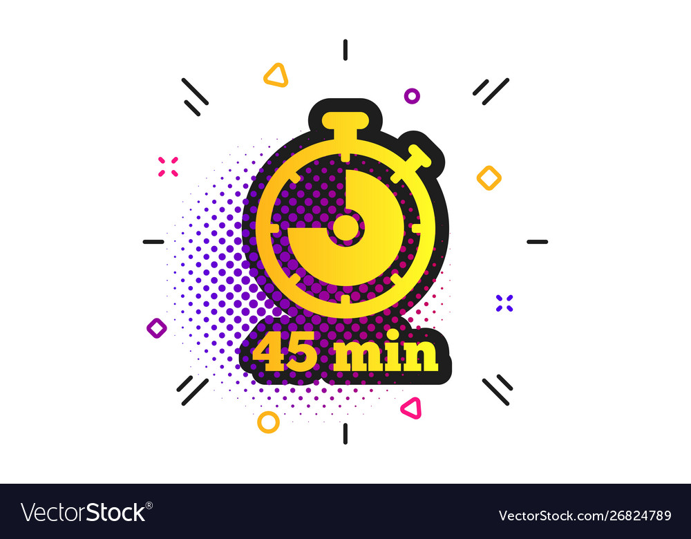 Timer sign icon 45 minutes stopwatch symbol Vector Image Timer sign icon 45 minutes stopwatch symbol Vector Image