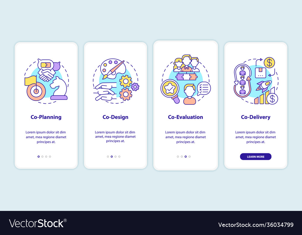 Co-production elements onboarding mobile app page Vector Image Co-production elements onboarding mobile app page Vector Image