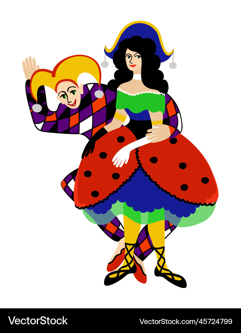 Columbine and harlequin Royalty Free Vector Image