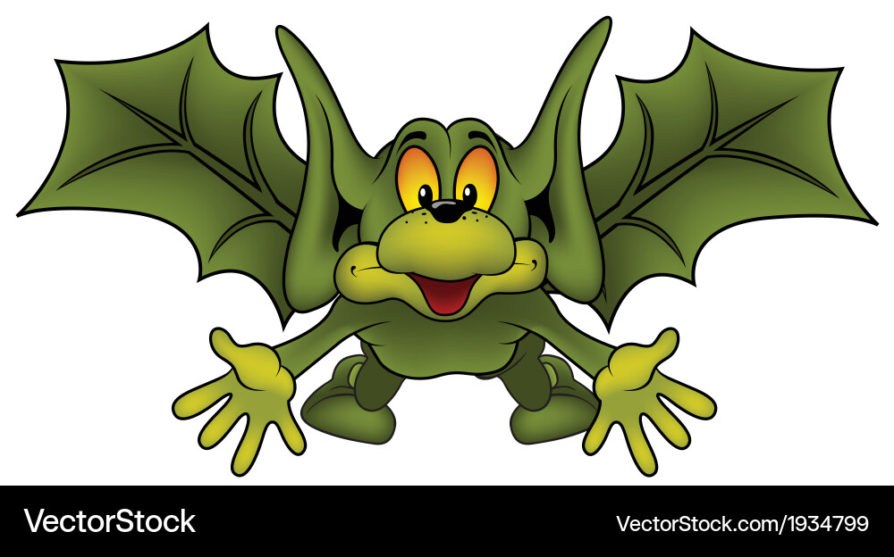 Green flying bat Royalty Free Vector Image - VectorStock