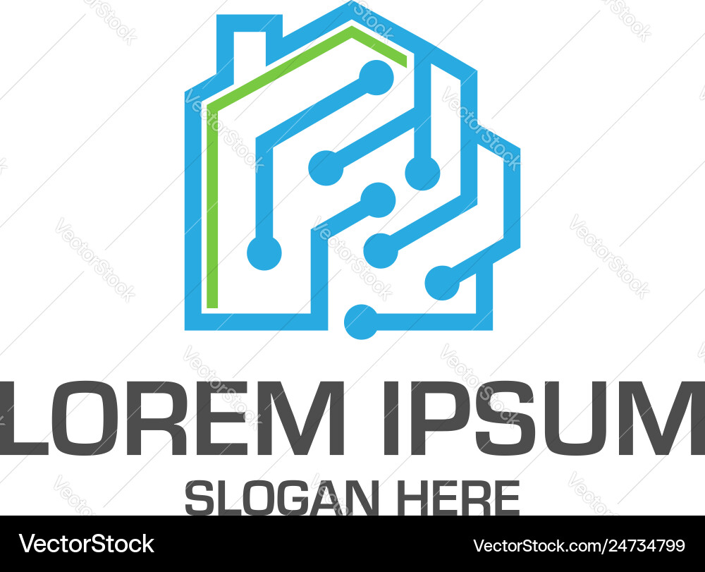 Tech home logo template Royalty Free Vector Image