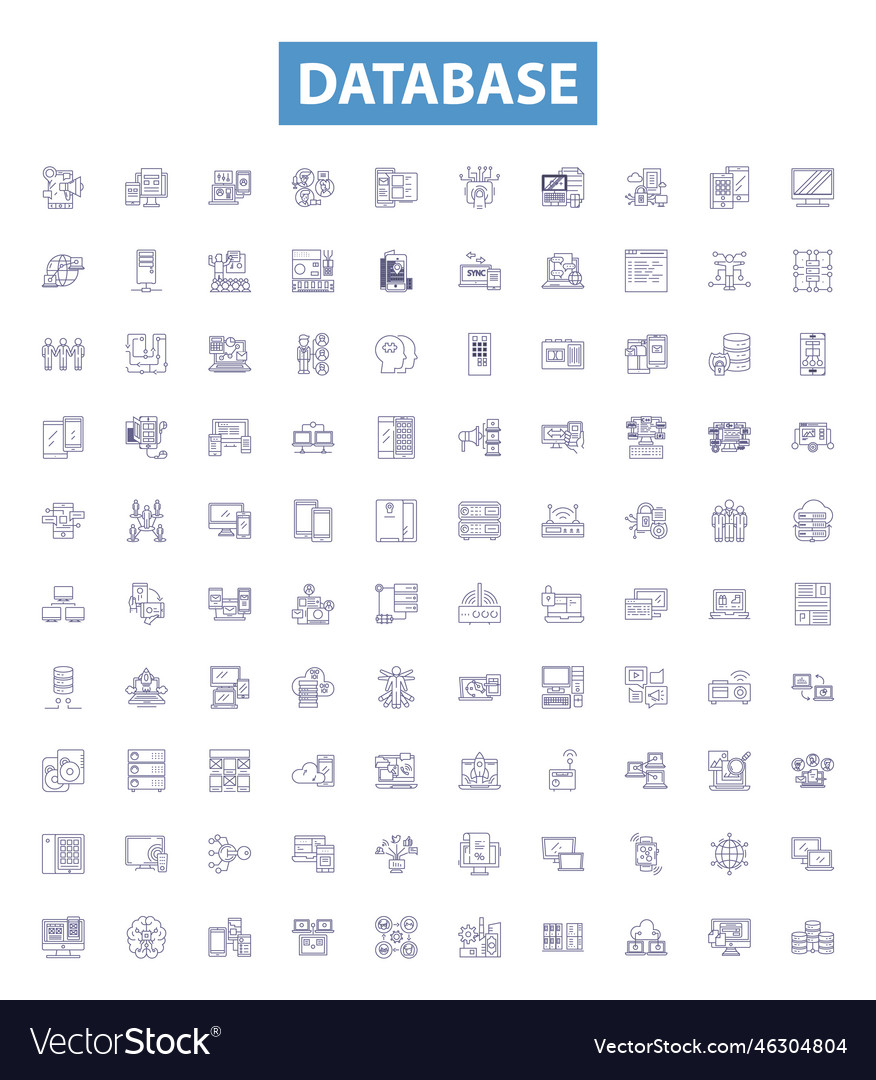 Database line icons signs set store Royalty Free Vector