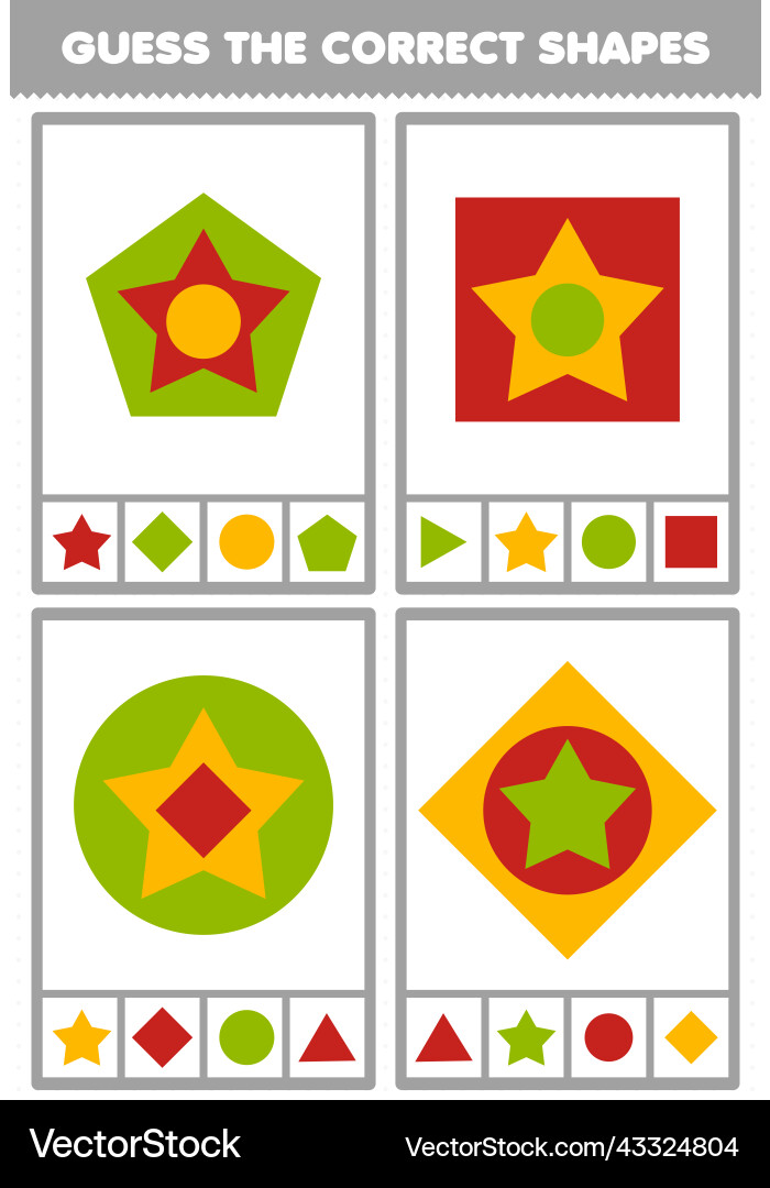 Education game for children guess the correct Vector Image