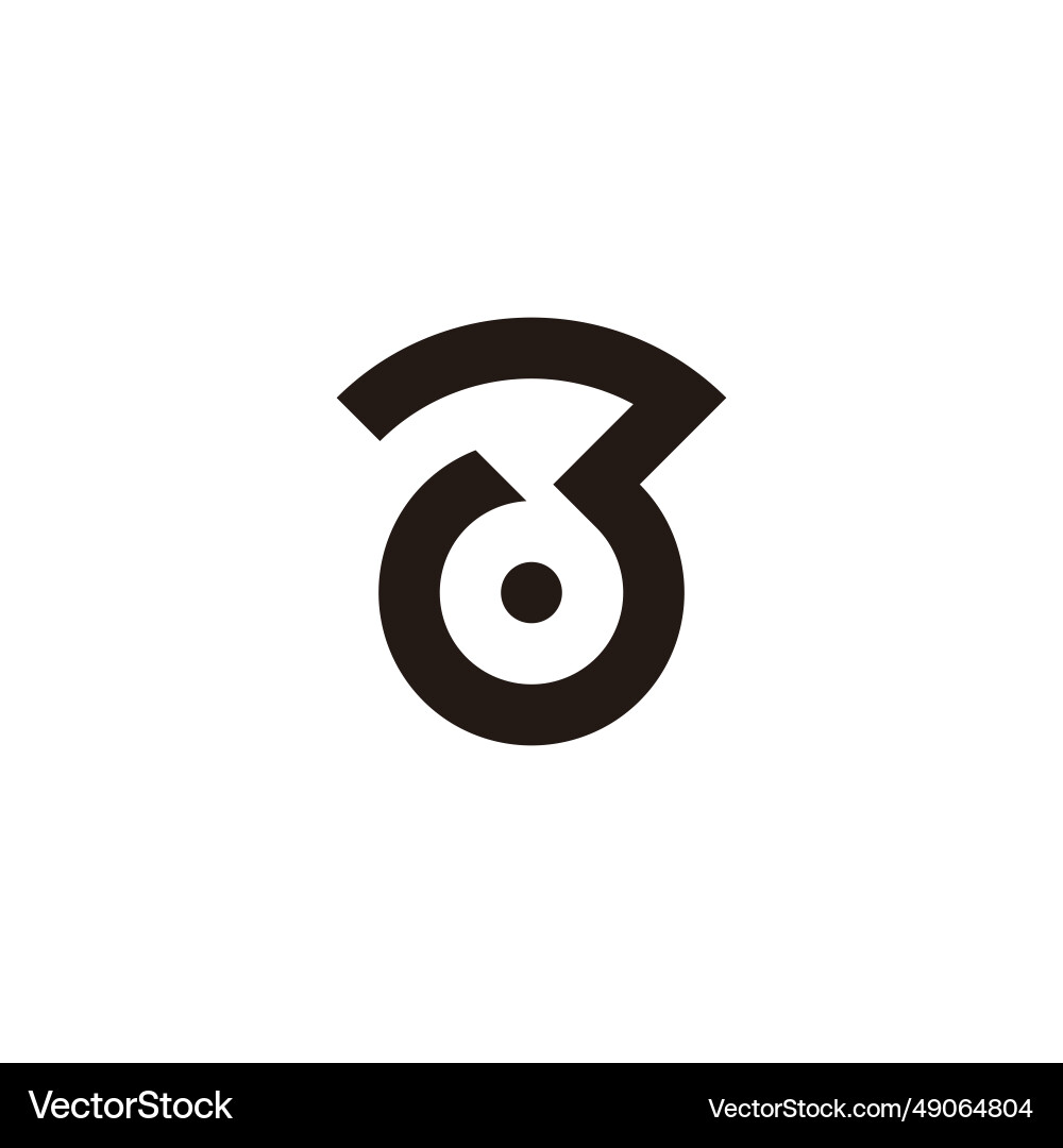 Number 3 curve geometric symbol simple logo Vector Image