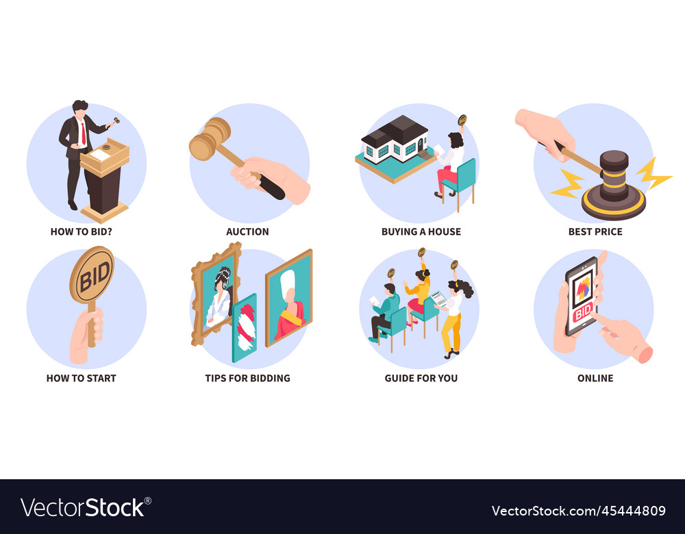 Auction compositions set Royalty Free Vector Image