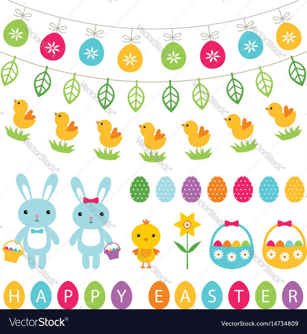 Easter design elements set Royalty Free Vector Image
