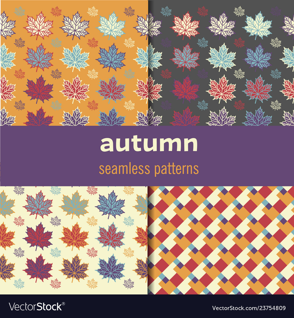 Maple leaf seamless patterns set Royalty Free Vector Image