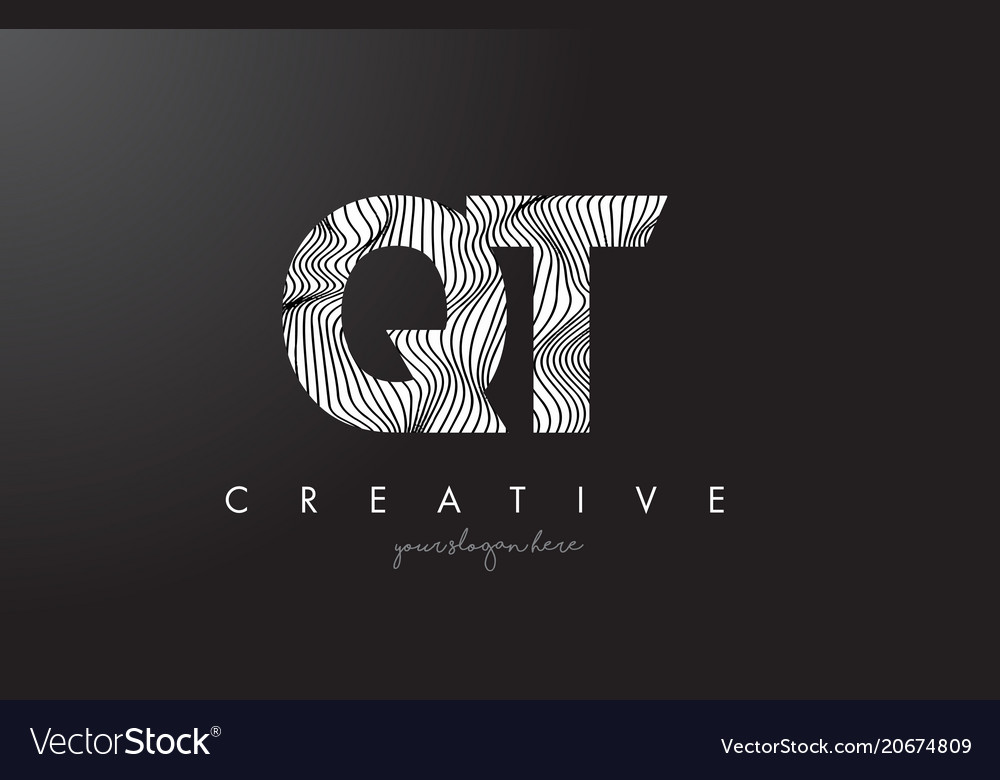 Qt q t letter logo with zebra lines texture Vector Image Qt q t letter logo with zebra lines texture Vector Image
