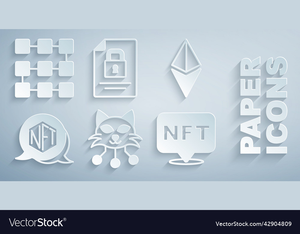 Set Nft Digital Crypto Art Ethereum Eth Document Vector Image 