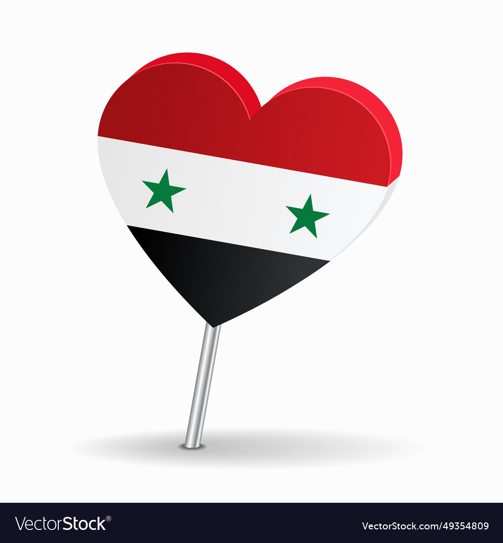 Syrian flag heart-shaped map pointer layout Vector Image
