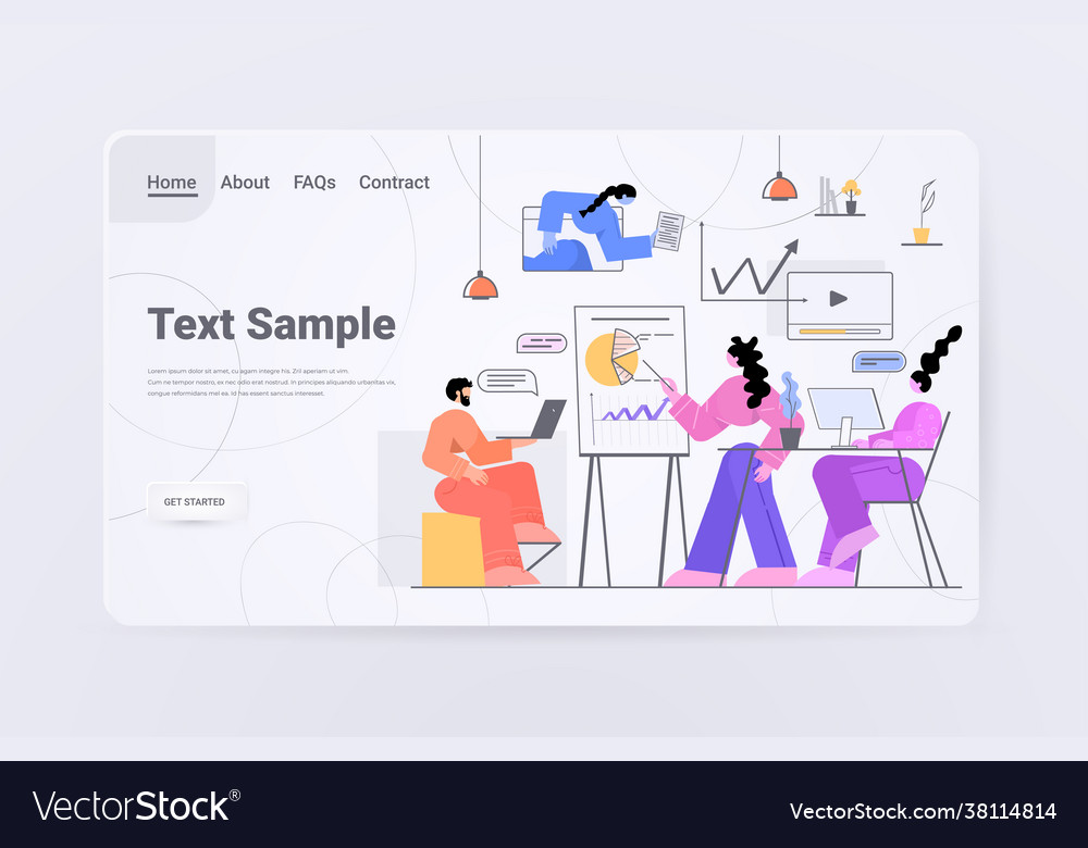 Businesspeople analyzing charts and graphs data Vector Image Businesspeople analyzing charts and graphs data Vector Image