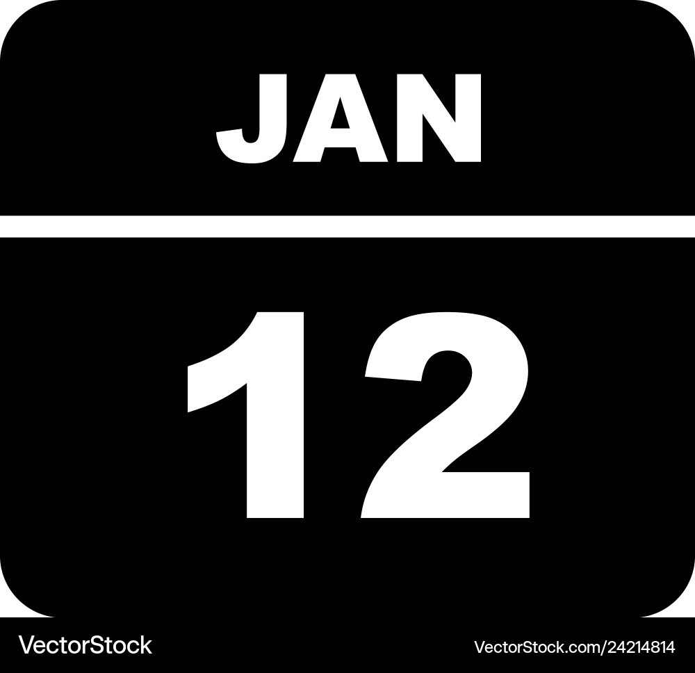 January 12th date on a single day calendar Vector Image